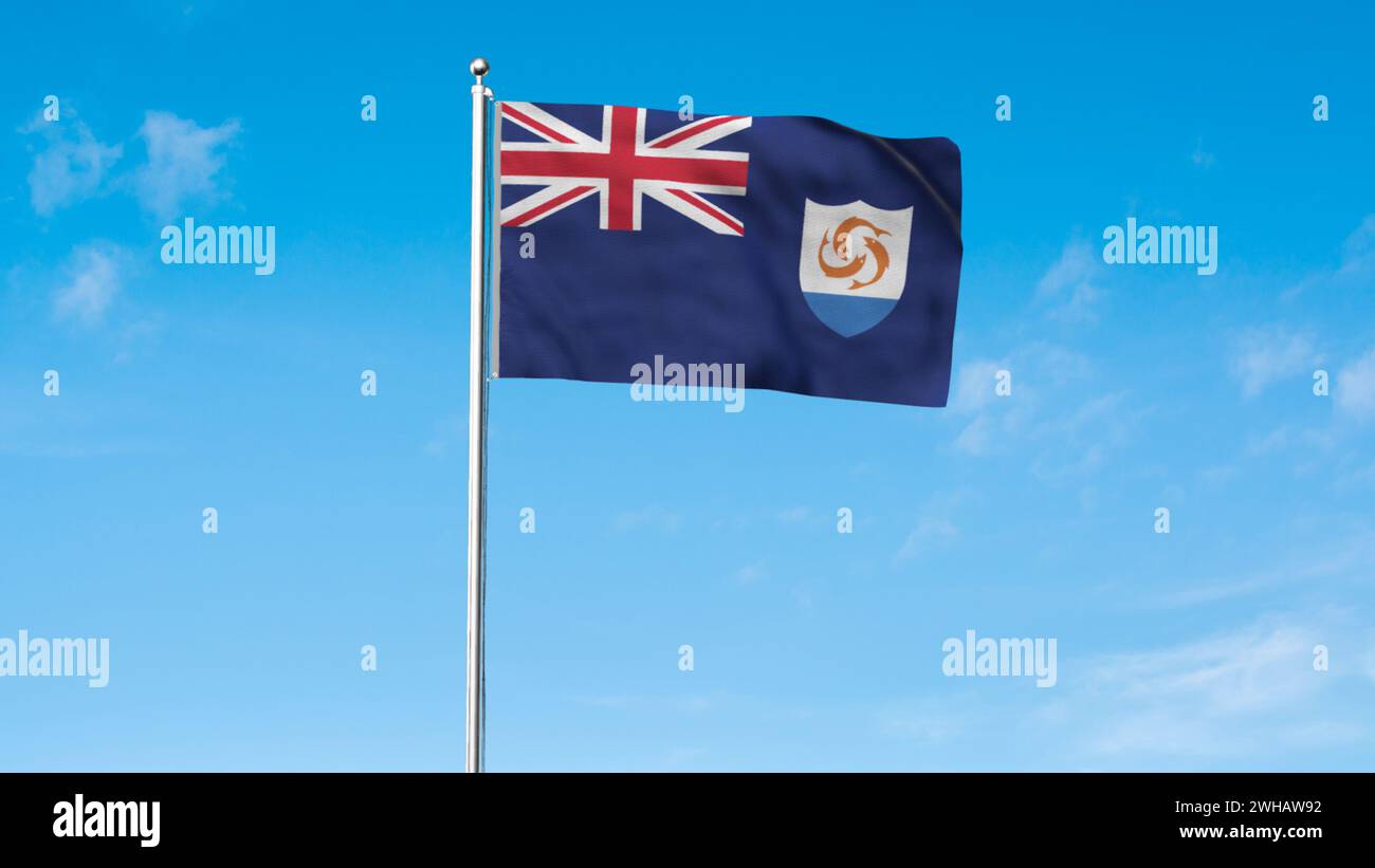 High detailed flag of Anguilla. National Anguilla flag. 3D illustration Stock Photo - Alamy