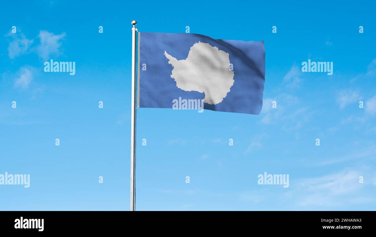 High detailed flag of Antarctica. National Antarctica flag. 3D ...
