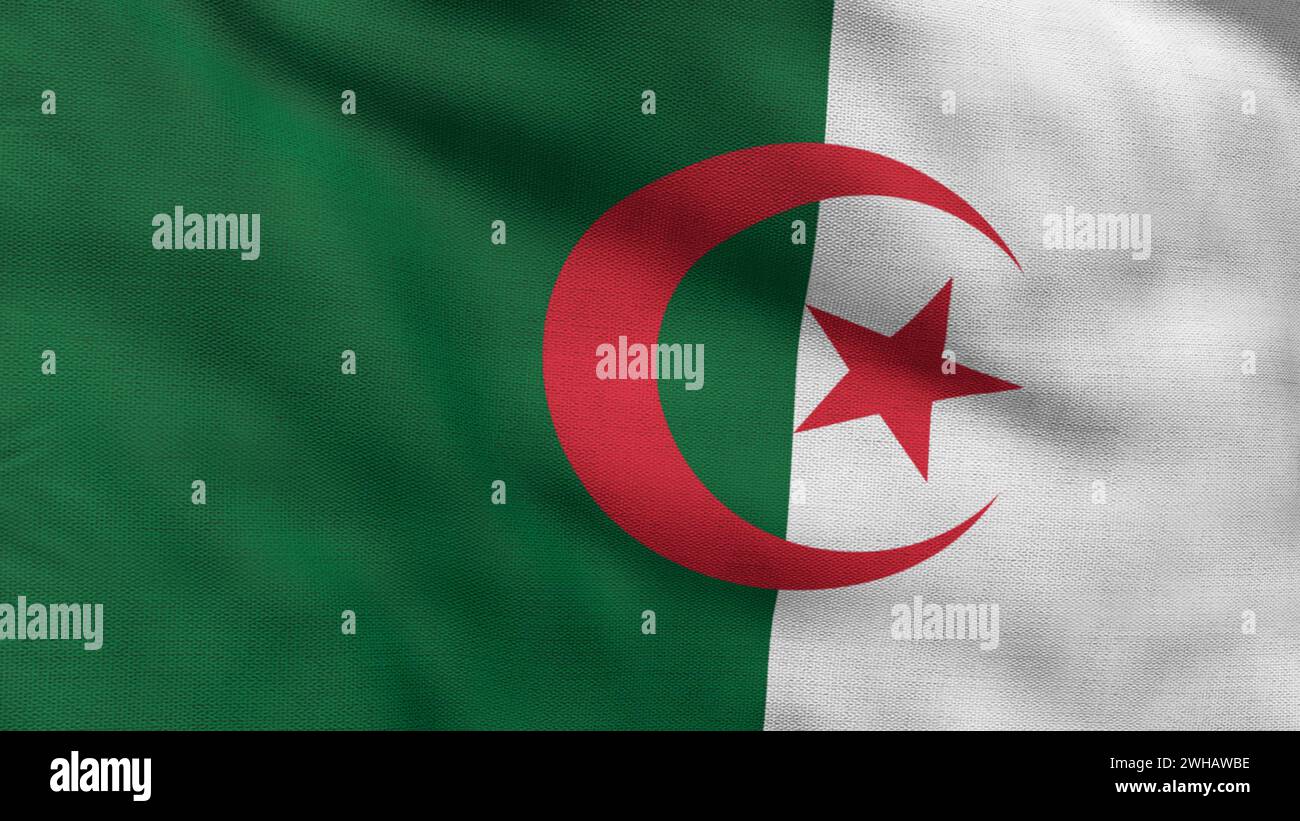 High detailed flag of Algeria. National Algeria flag. Africa. 3D Render ...