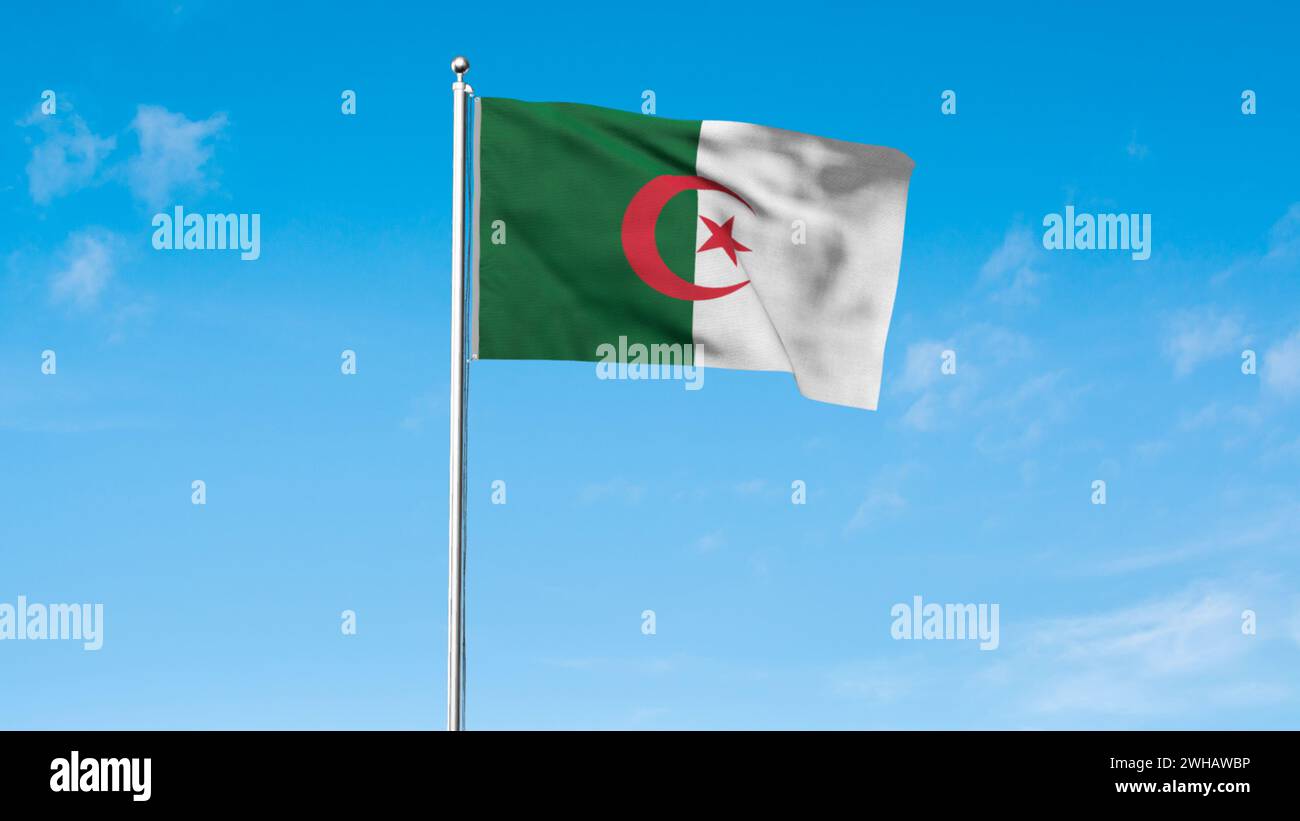 High detailed flag of Algeria. National Algeria flag. Africa. 3D Render ...