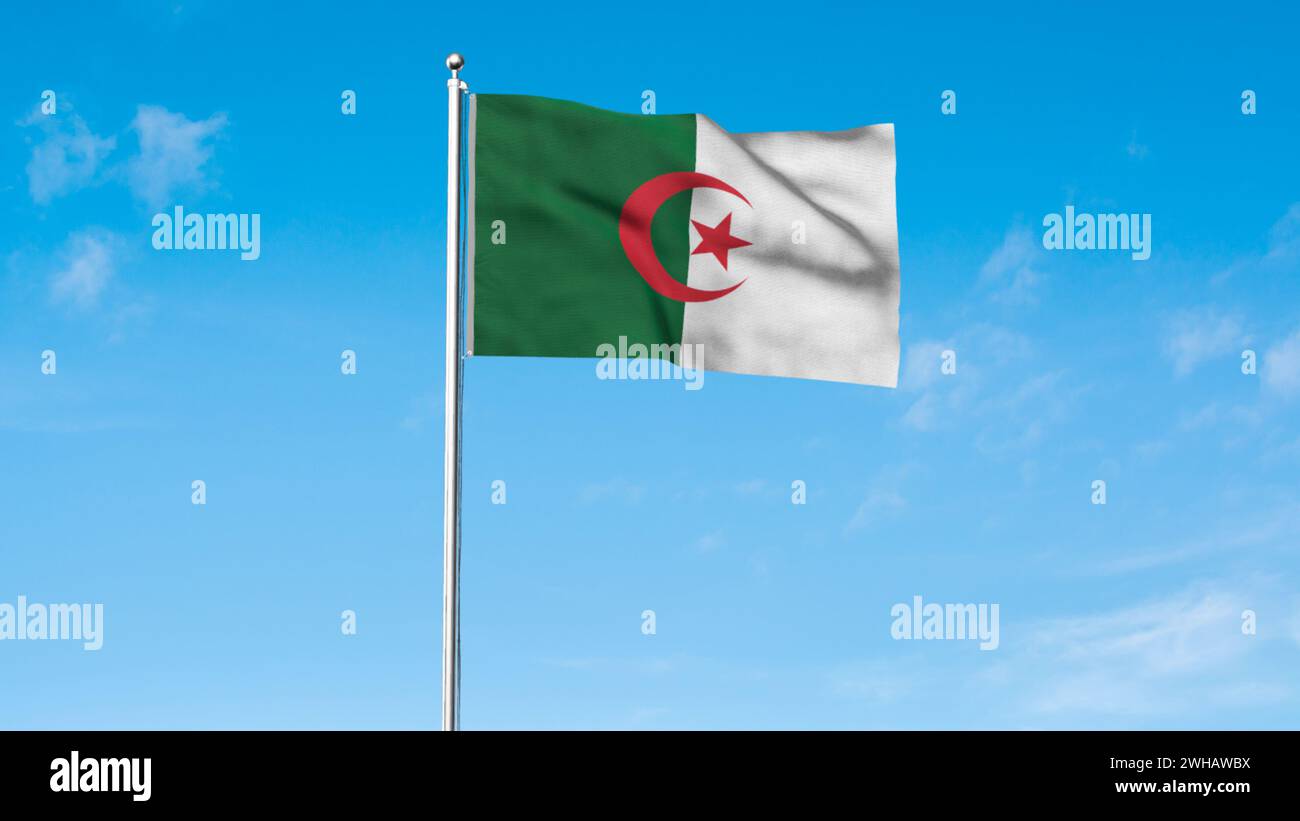 High detailed flag of Algeria. National Algeria flag. Africa. 3D Render ...