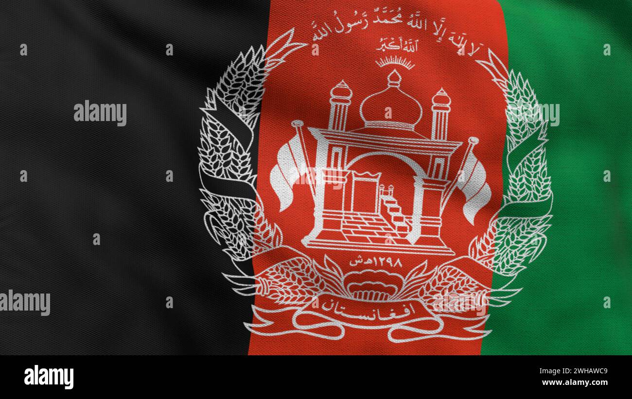High detailed flag of Afghanistan. National Afghanistan flag. Green ...