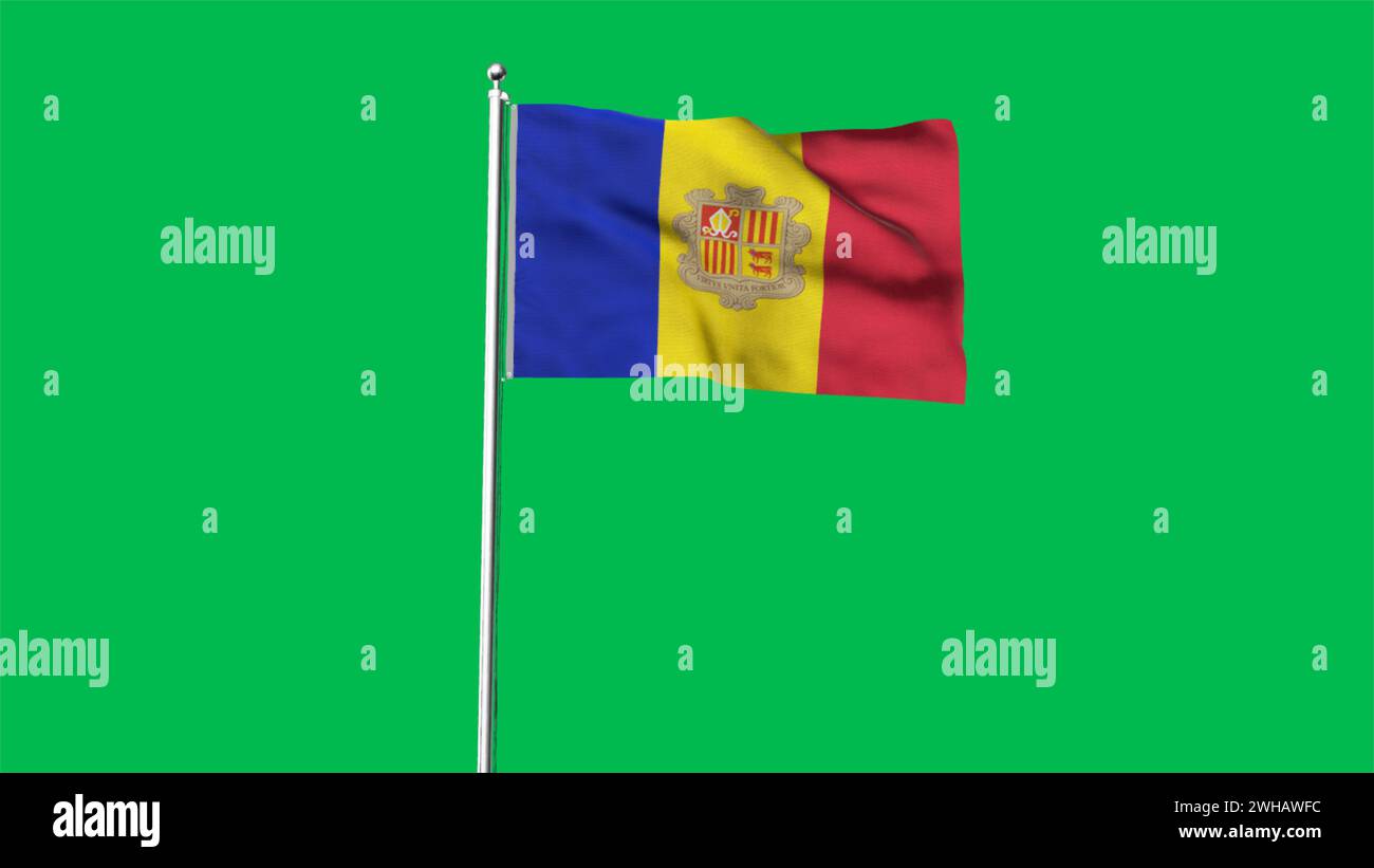 High detailed flag of Andorra. National Andorra flag. Europe. 3D ...