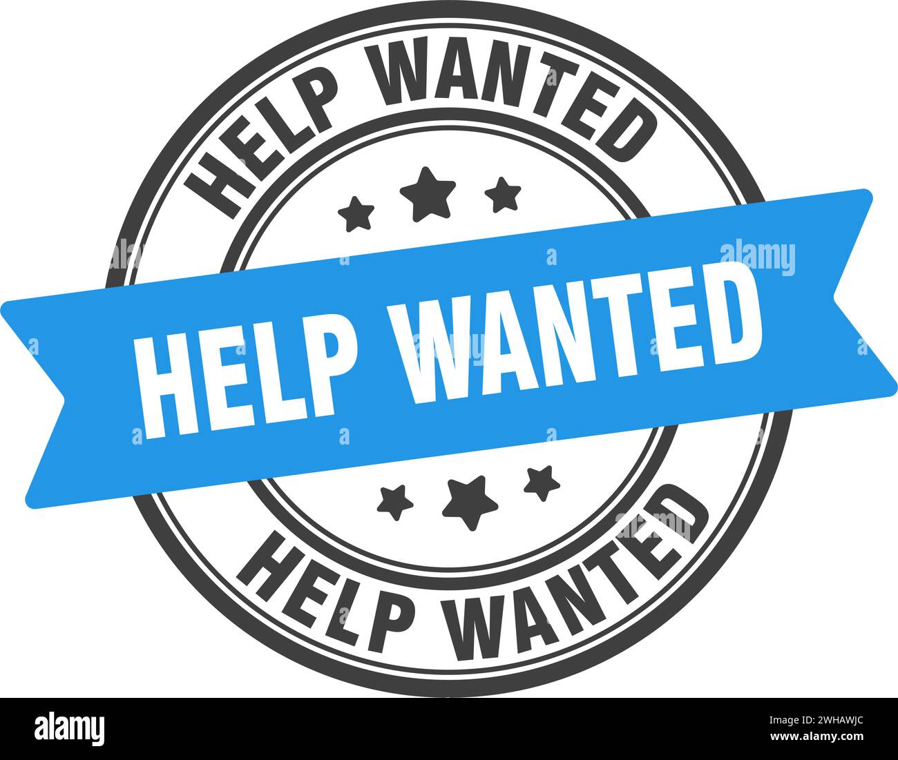 help wanted stamp. help wanted round sign. label on transparent ...