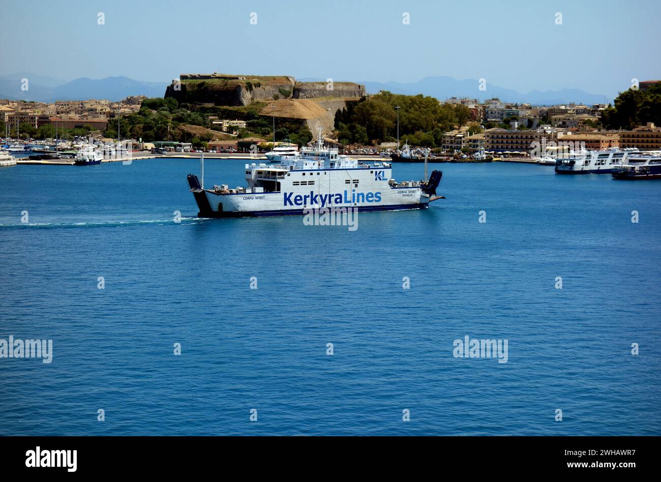 Kerkyra Lines Car & Passenger Ferry 'Corfu Spirit' Sailing into Corfu ...