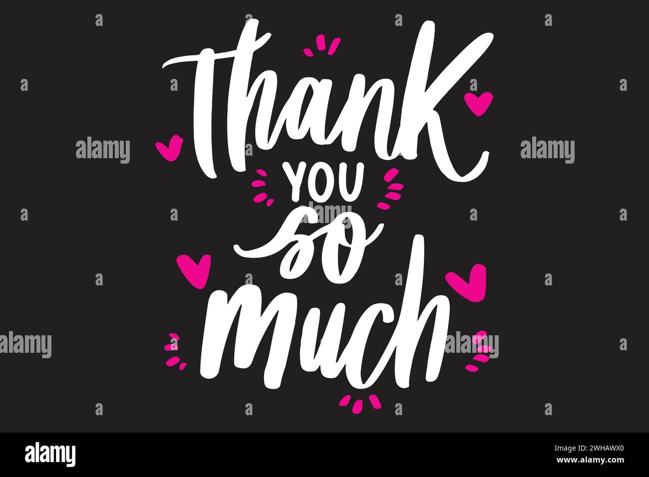 Thank You So Much Card Hand Drawn Greetings Lettering Typography Text