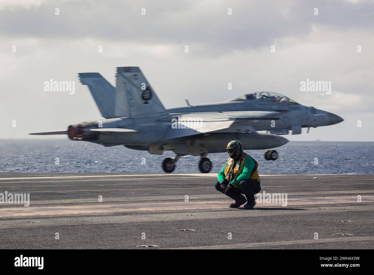 Abraham Lincoln conducts flight operations in the Pacific Ocean on Feb ...