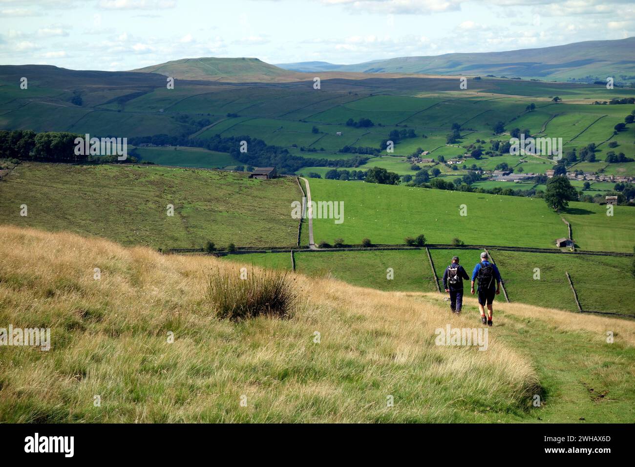 Two Men (Hikers) Walking on the Bridleway to West Burton in Bishopdale ...