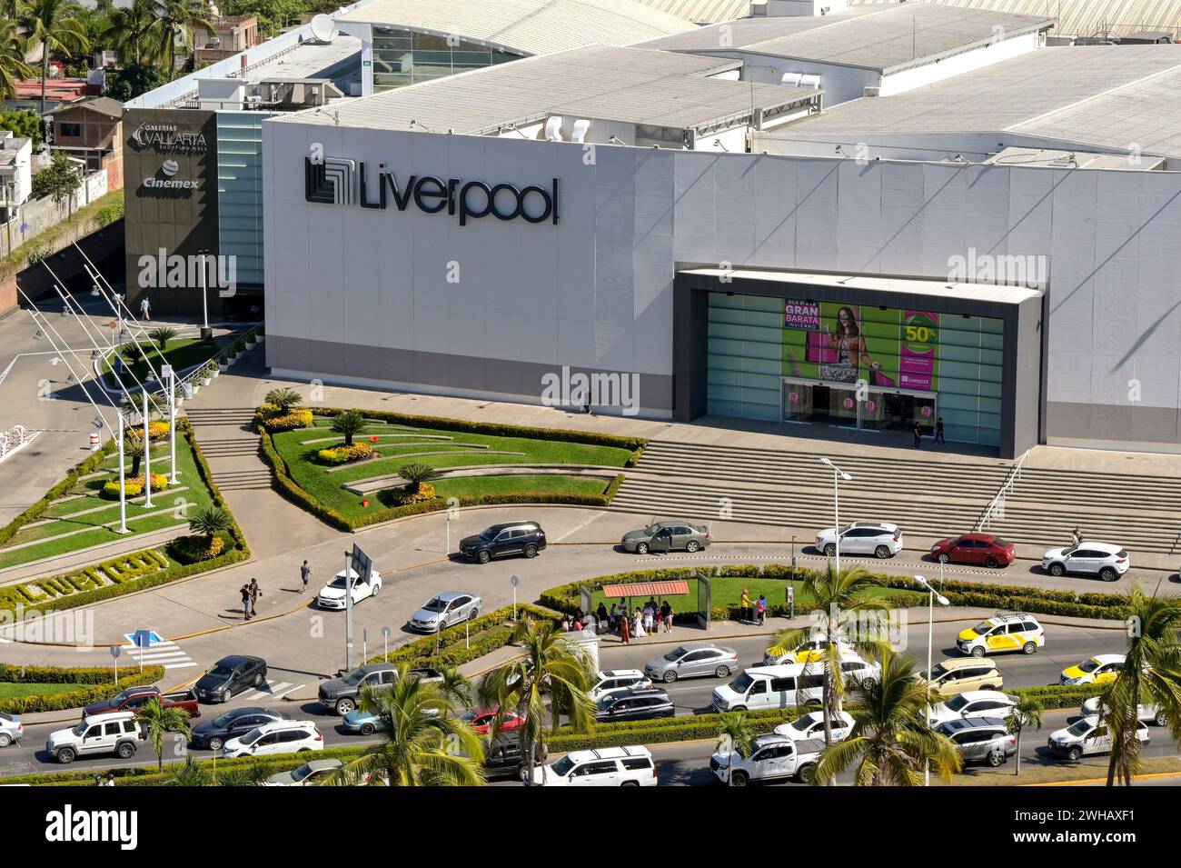 Puerto Vallarta, Mexico - 15 January 2024: Aerial view of the Gallerias ...