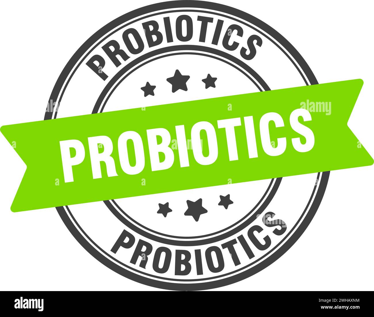 probiotics stamp. probiotics round sign. label on transparent ...