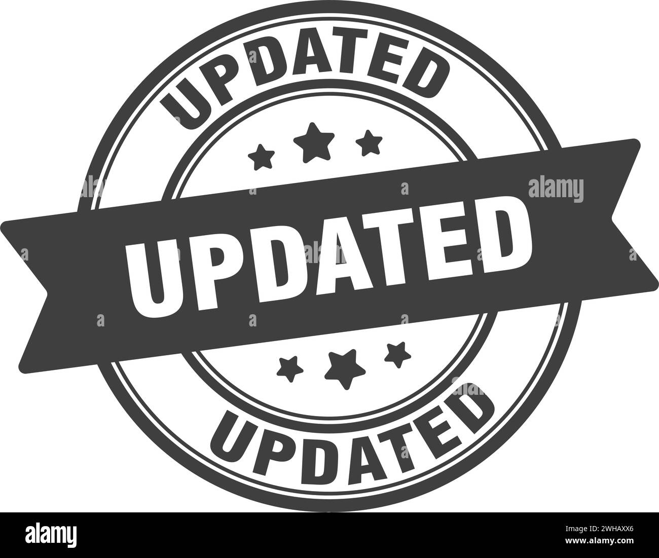updated stamp. updated round sign. label on transparent background ...
