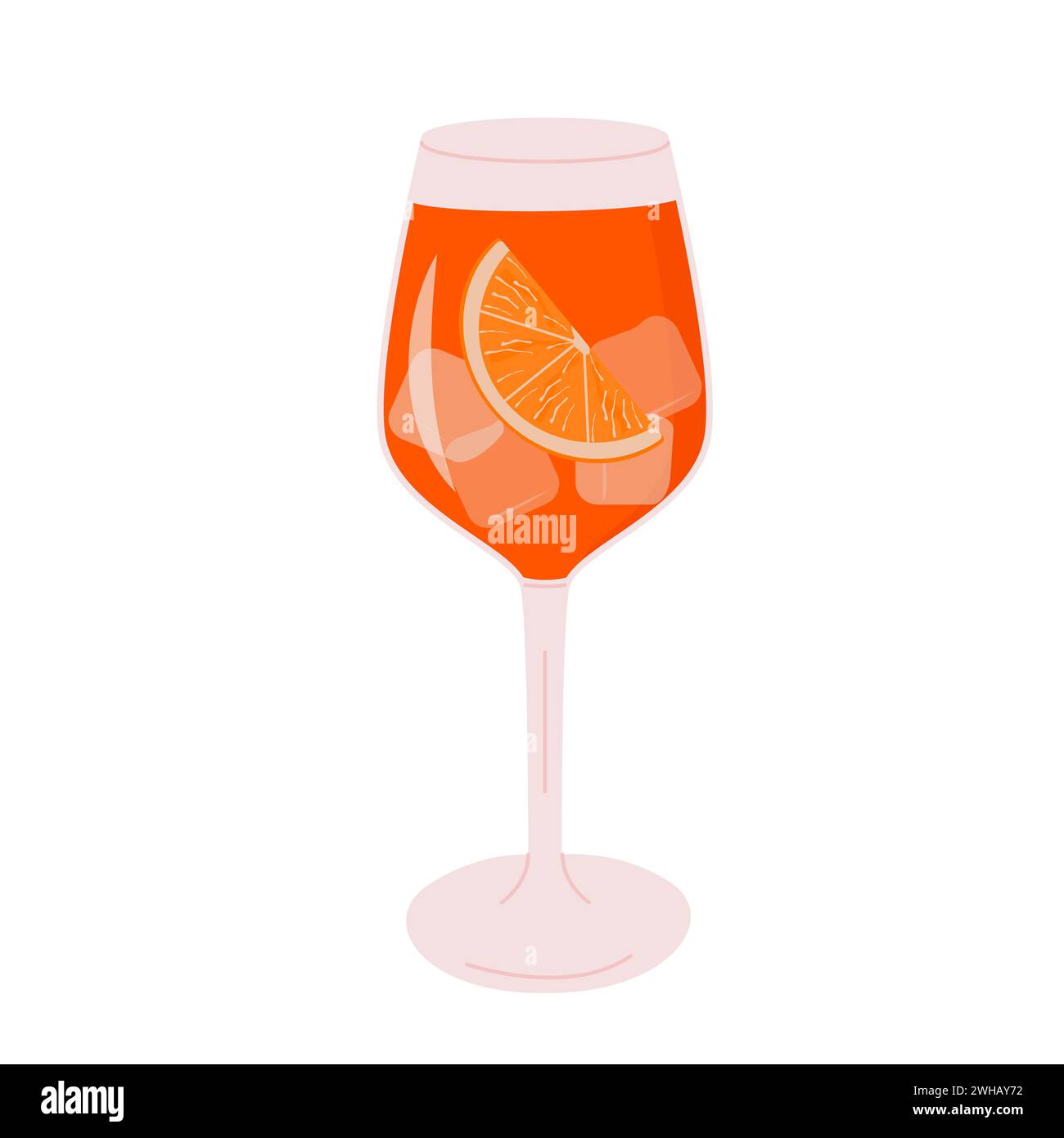 Spritz Cocktail in glass with ice and slice of orange. Aperol Campari ...