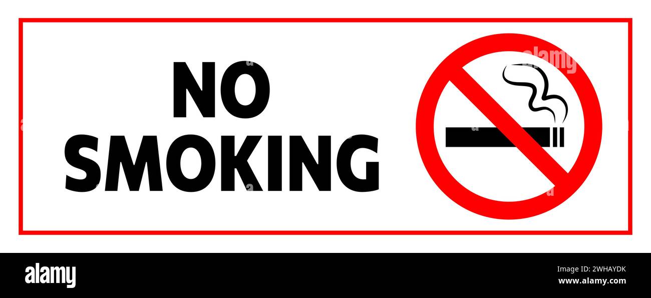 Black and red sing 'No smoking' with text. Stop cigarette symbol ...