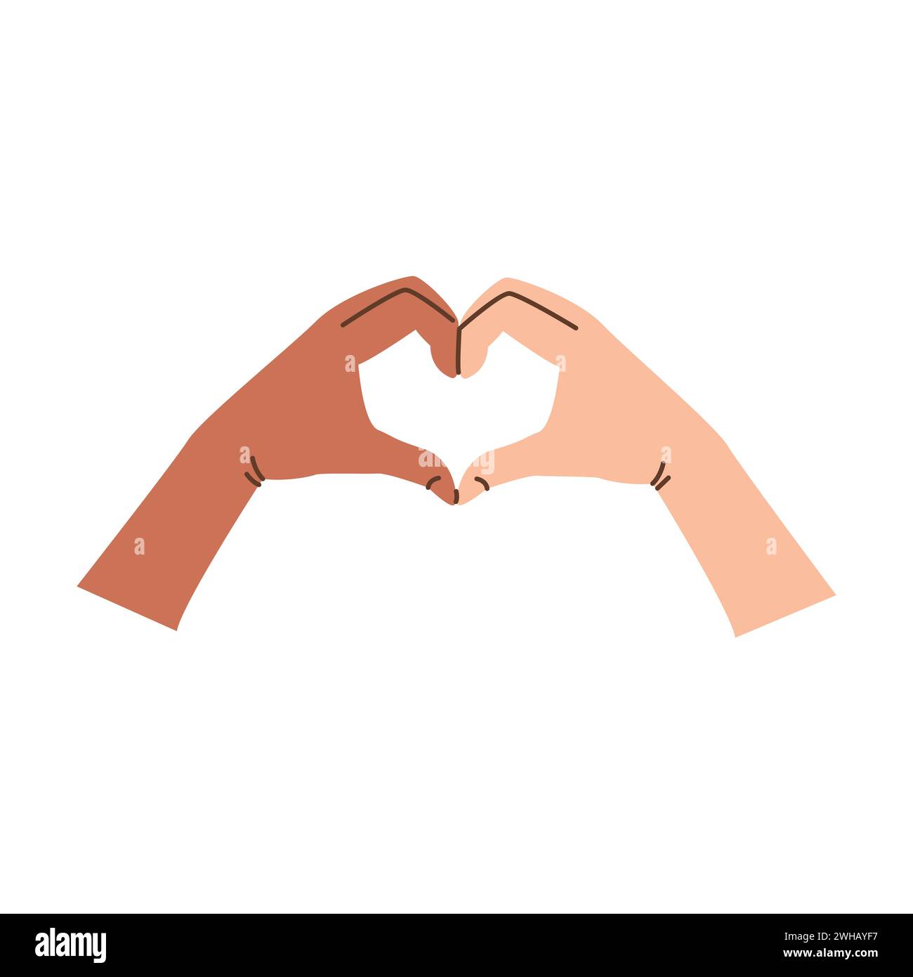 Diverse people arms with heart-shaped hand gesture. Solidarity, support ...