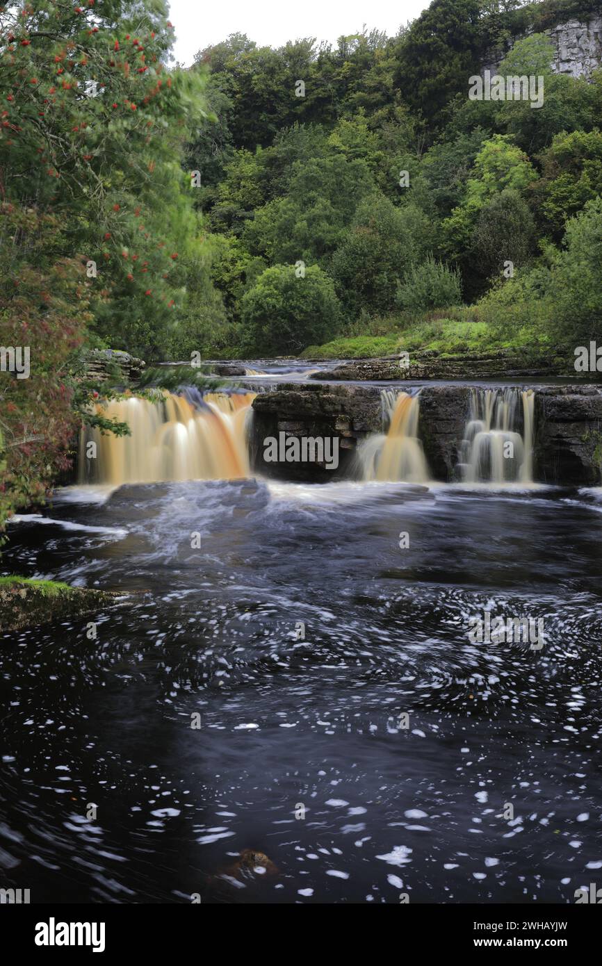 Autumn, Wain Wath Force waterfalls, River Swale, Swaledale; Yorkshire ...