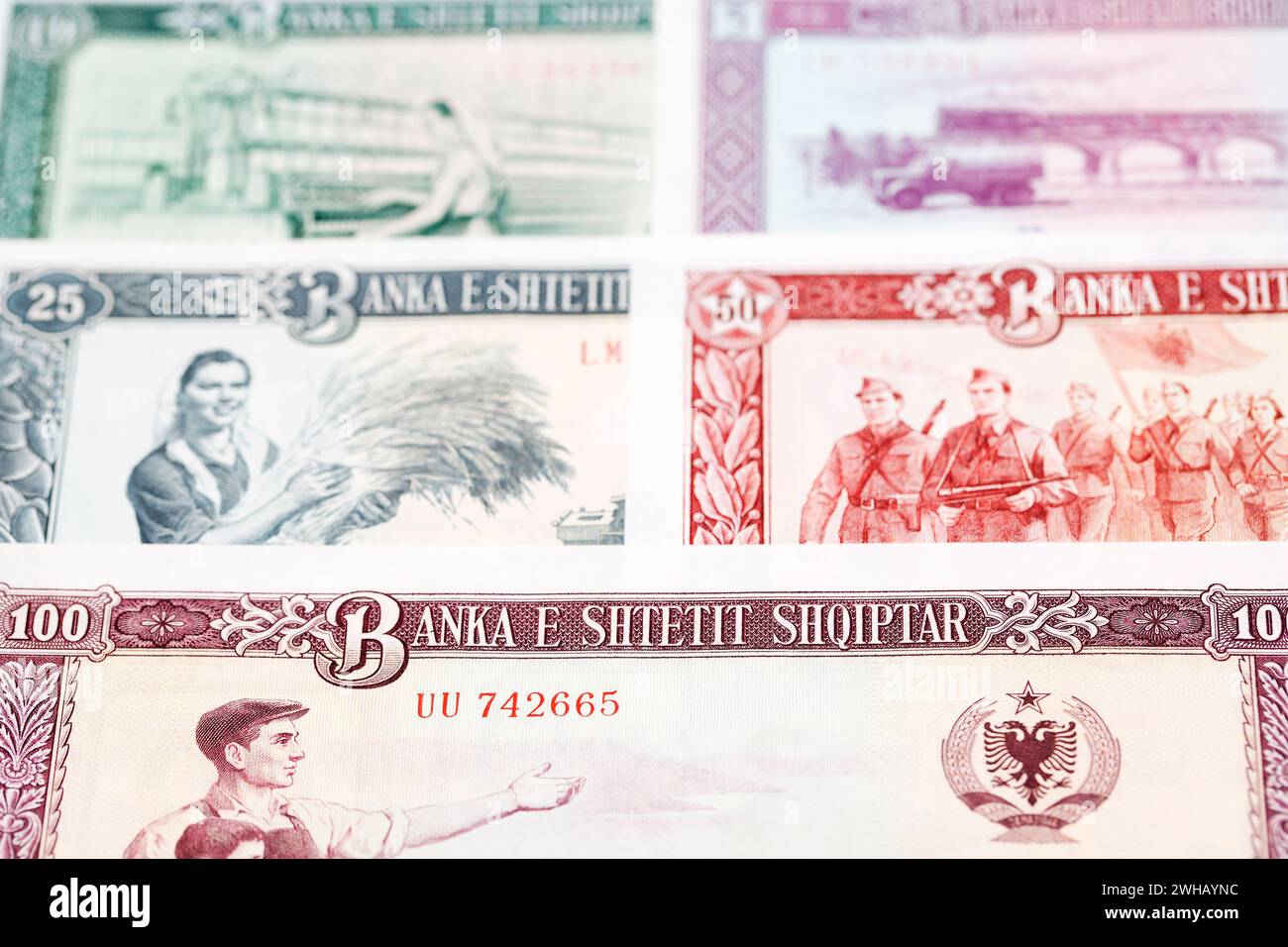 Old Albanian money - lek a business background Stock Photo - Alamy