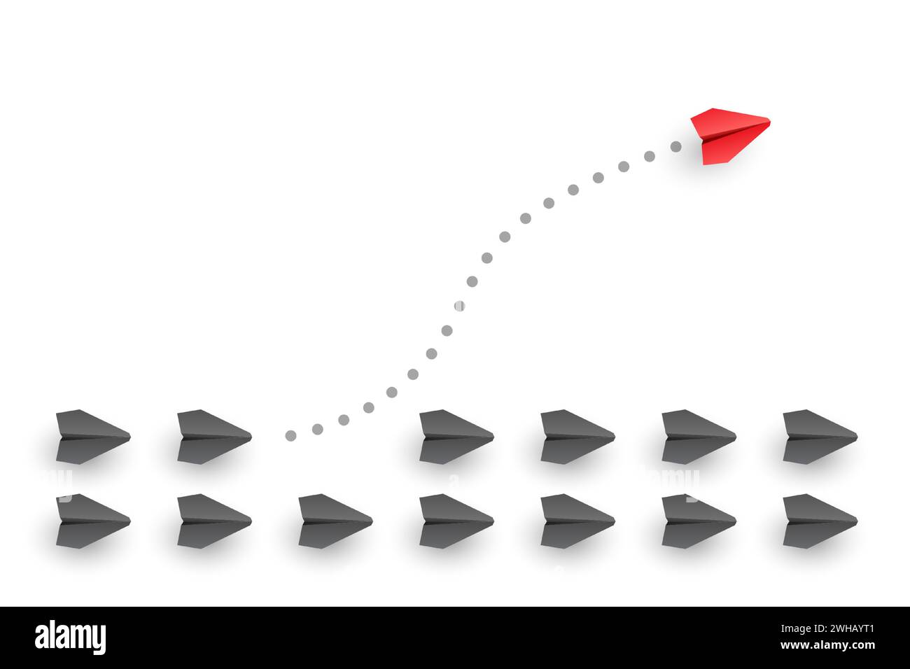 Individuality concepts. Individual unique leader red paper plane flies ...