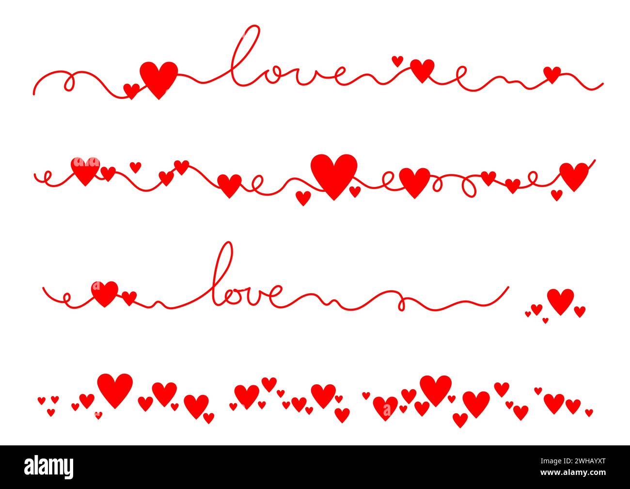 Hearts shapes set on a isolated background. 14 February concept for ...