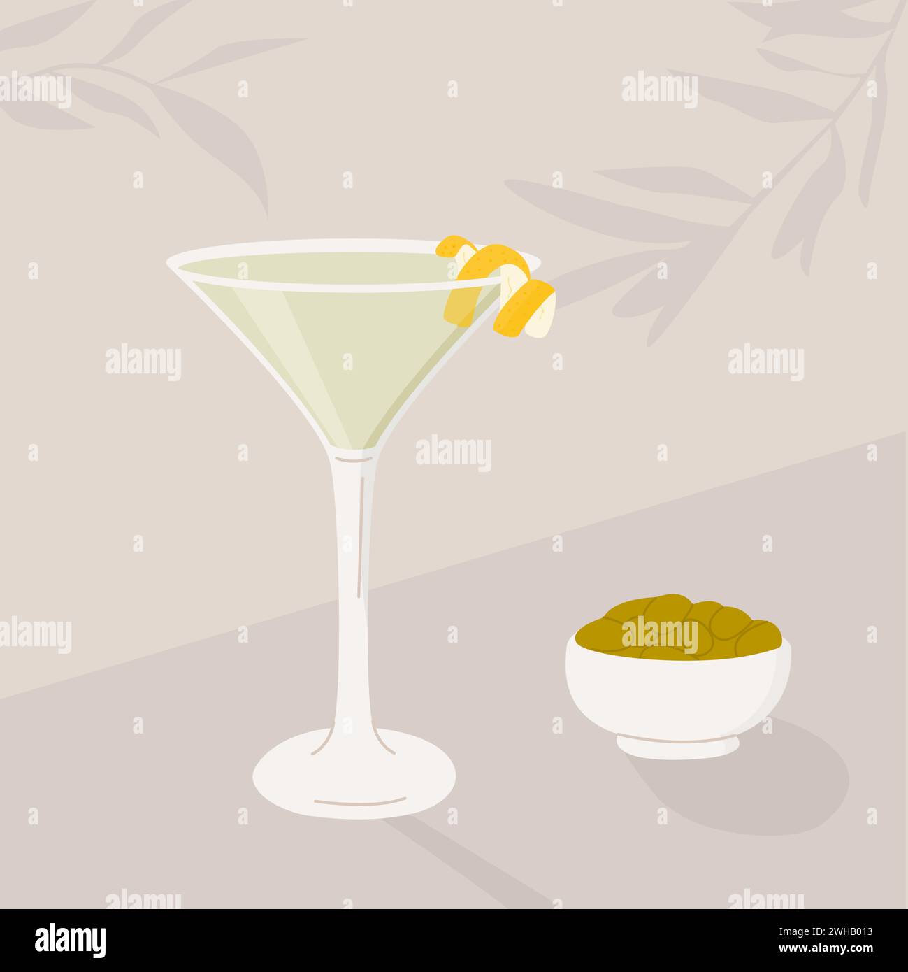Gin martini lemon twist Stock Vector Images - Alamy