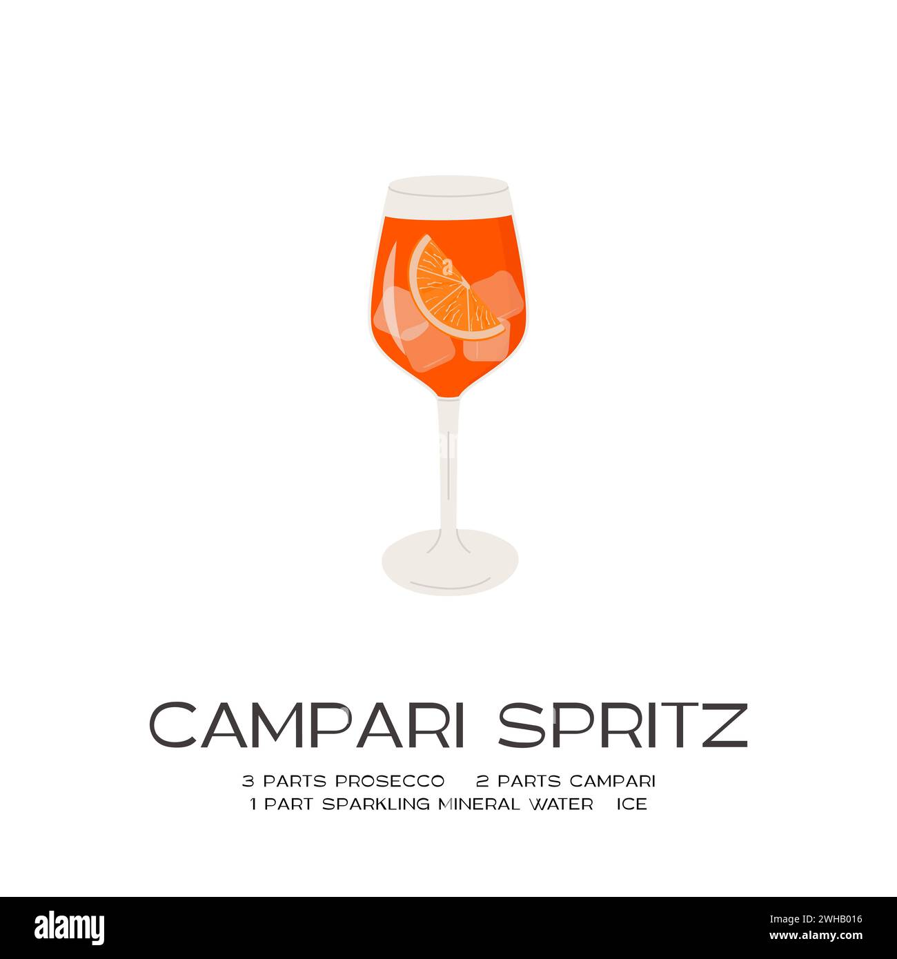 Campari Spritz Cocktail in glass with ice and slice of orange. Summer ...