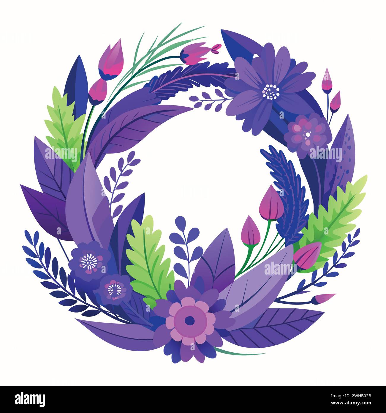 Cute Purple Rustic Bohemian Wedding Wreath Flower Clipart, watercolor ...