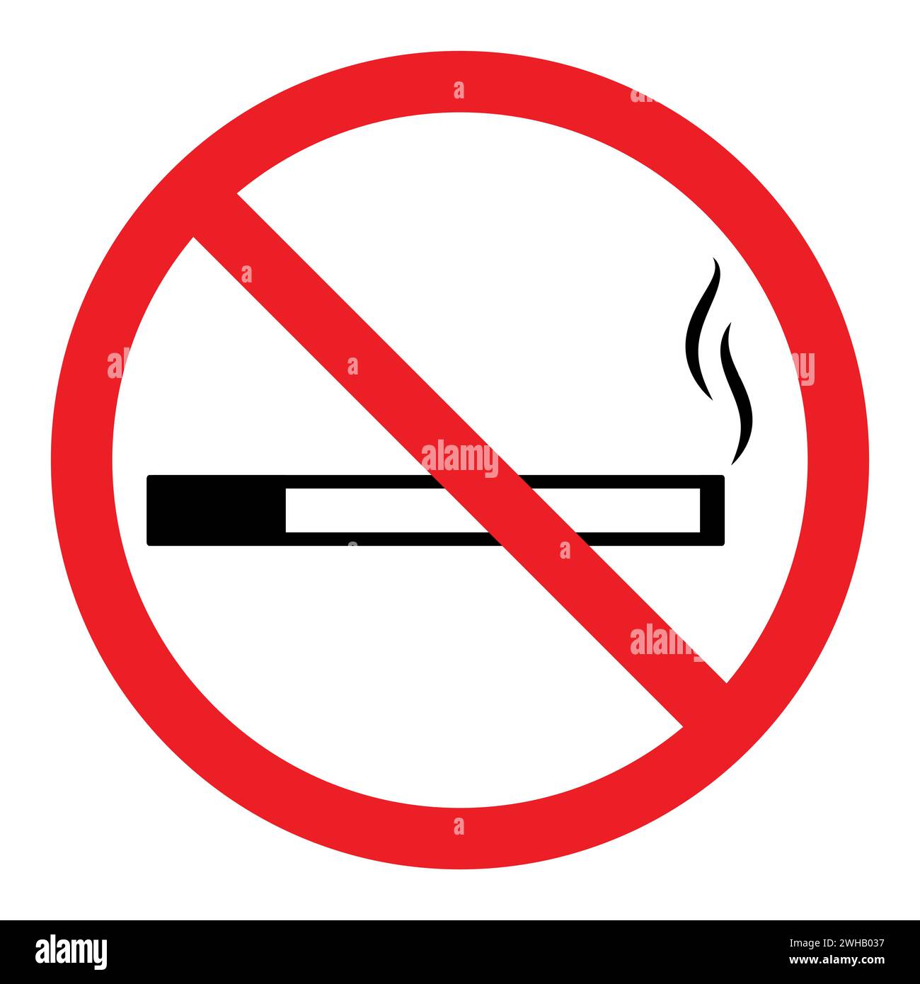 no smoking sign, vector red crossed out circle symbol with cigarette ...