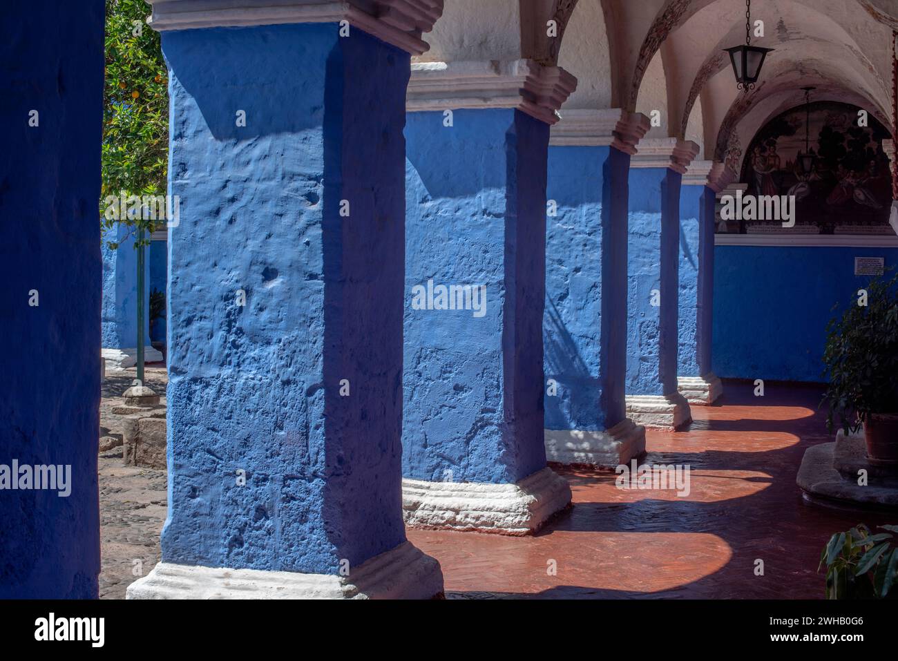 Blue columns lit in a kiosk in Cusco Inca city in Peru Stock Photo - Alamy
