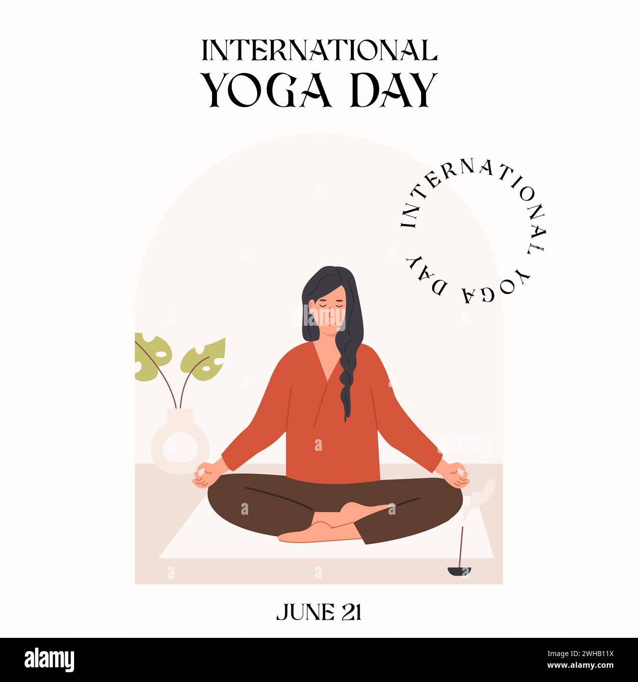 Woman meditation home in lotus Stock Vector Images - Alamy