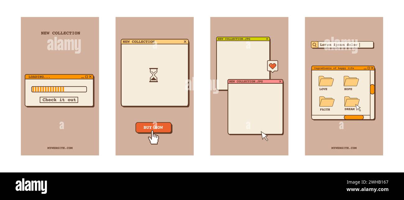 Social media vertical banners templates in old school nostalgic design ...