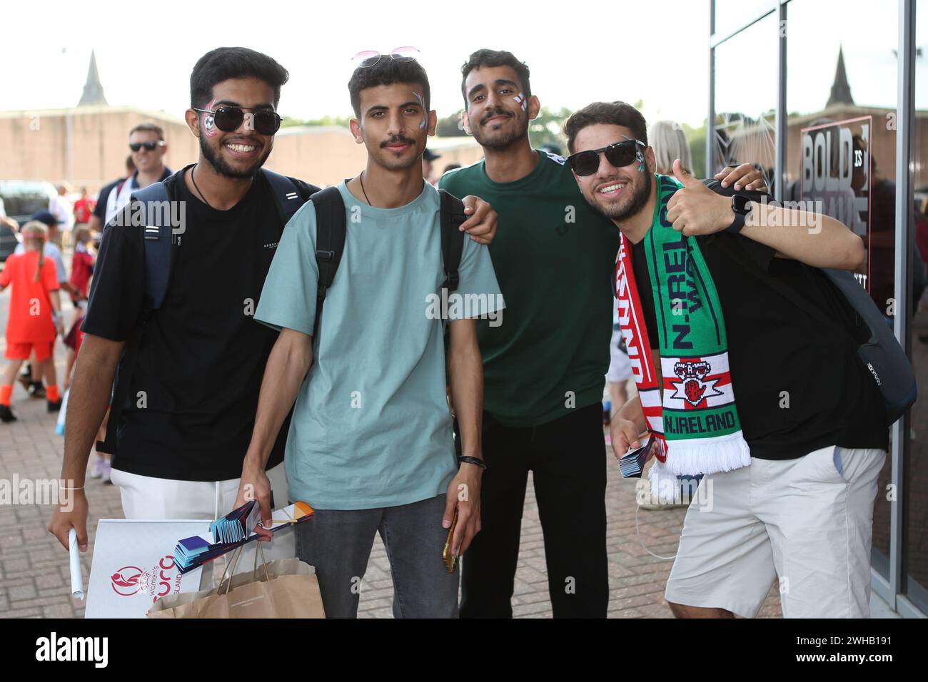 Male fans gives thumbs up before England v Northern Ireland UEFA Womens ...