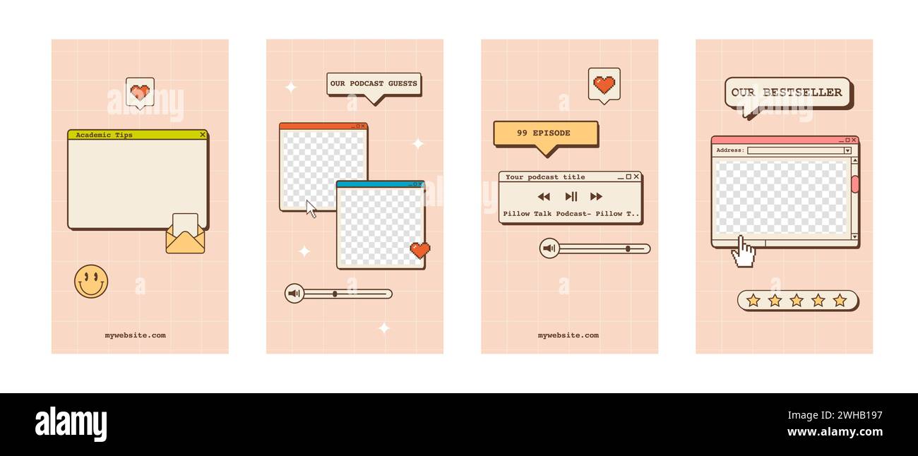 Social media ig story templates in old school nostalgic design with ...