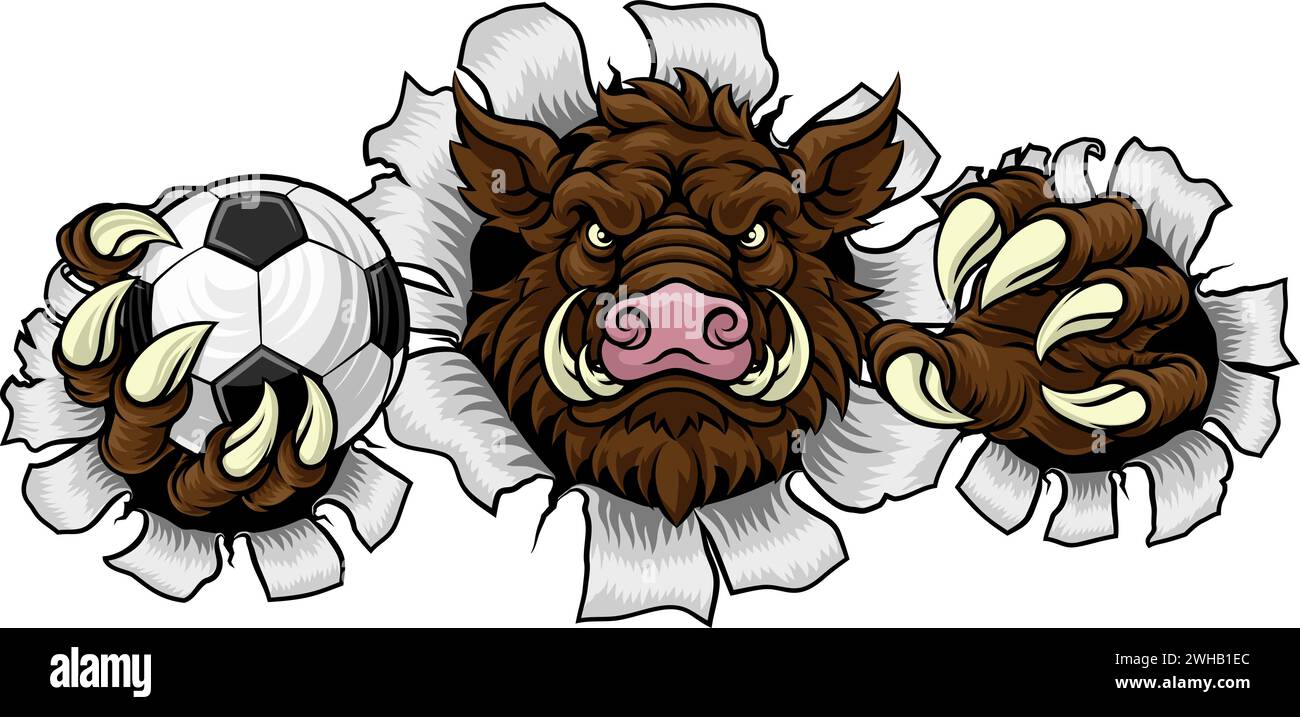 Boar Wild Hog Razorback Warthog Pig Soccer Mascot Stock Vector Image ...