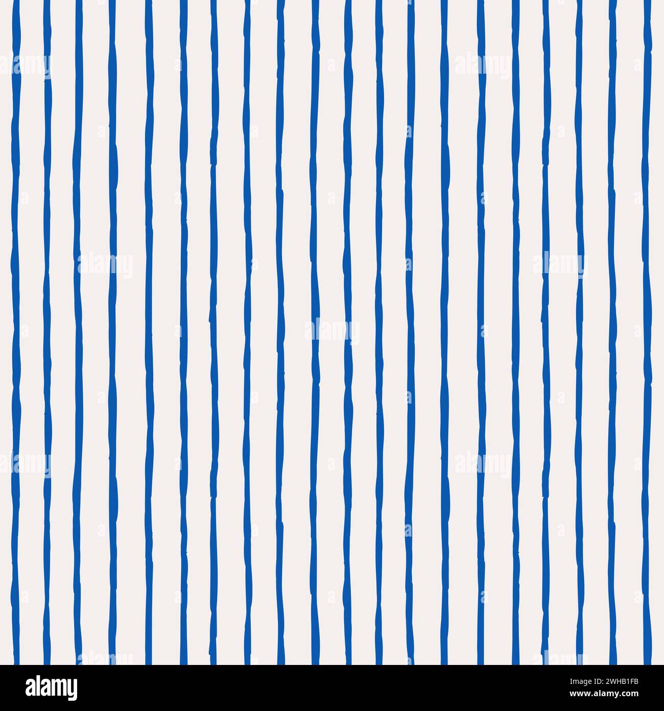 Hand drawn vertical striped pattern. Blue lines on white background ...