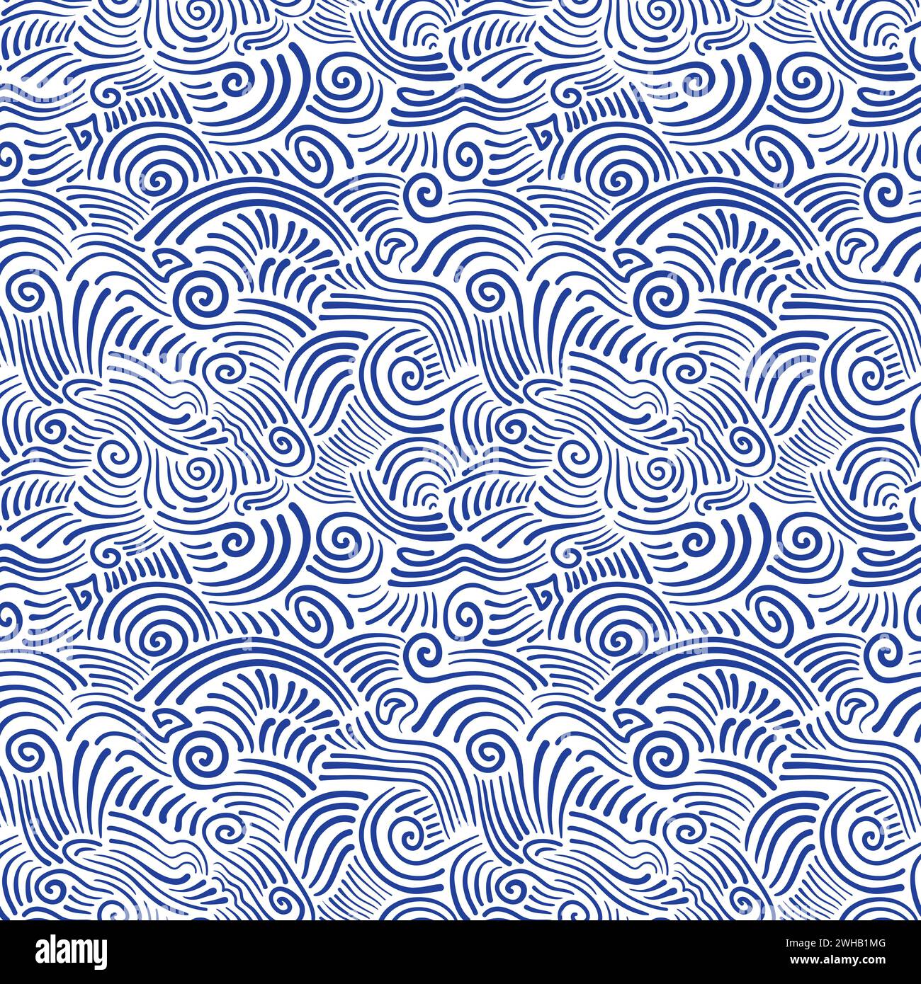 Hand drawn pattern of abstract waves. Line doodle background Stock ...