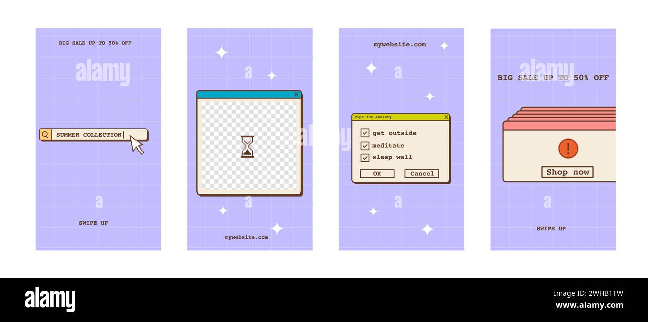 Social media ig story templates in old school nostalgic design with ...