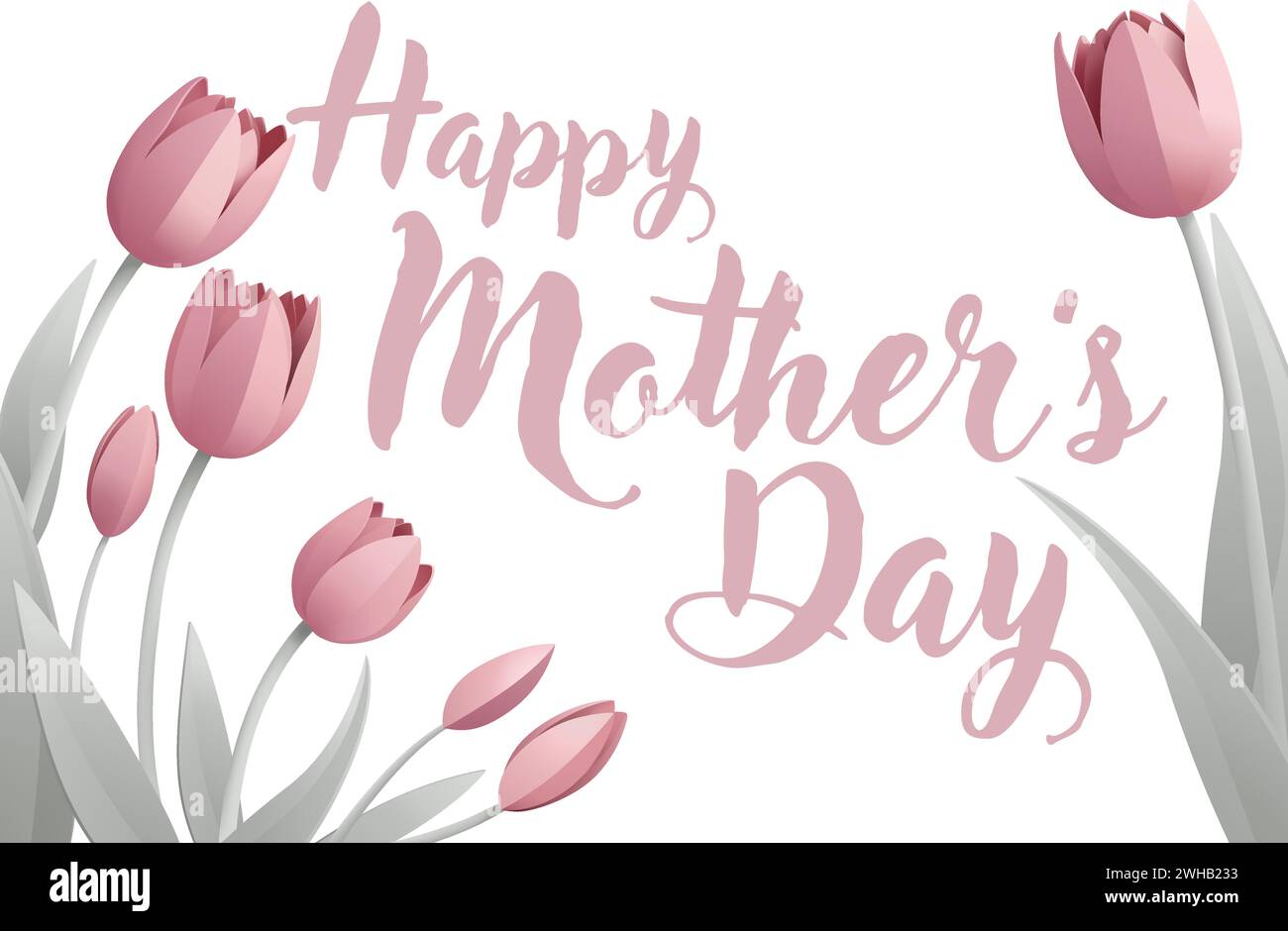 Happy Mothers Day Paper Craft Tulips Design Stock Vector Image And Art