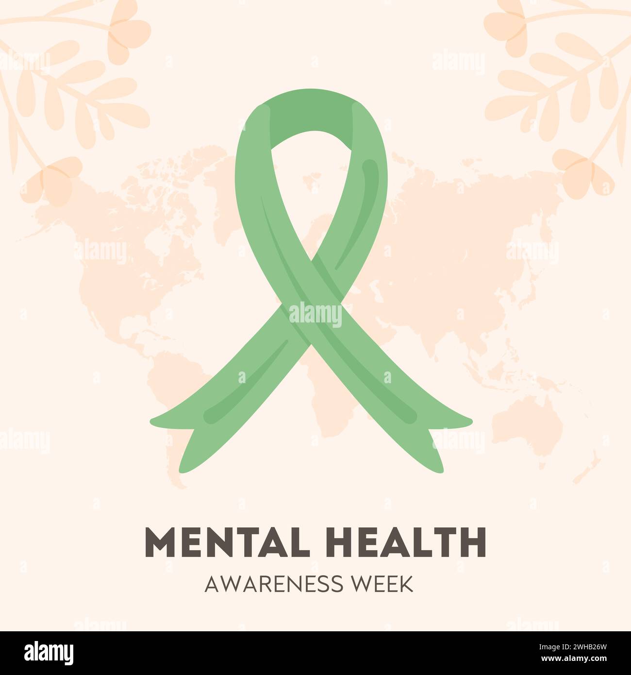 Mental Health Awareness Month or Week in May square banner template ...