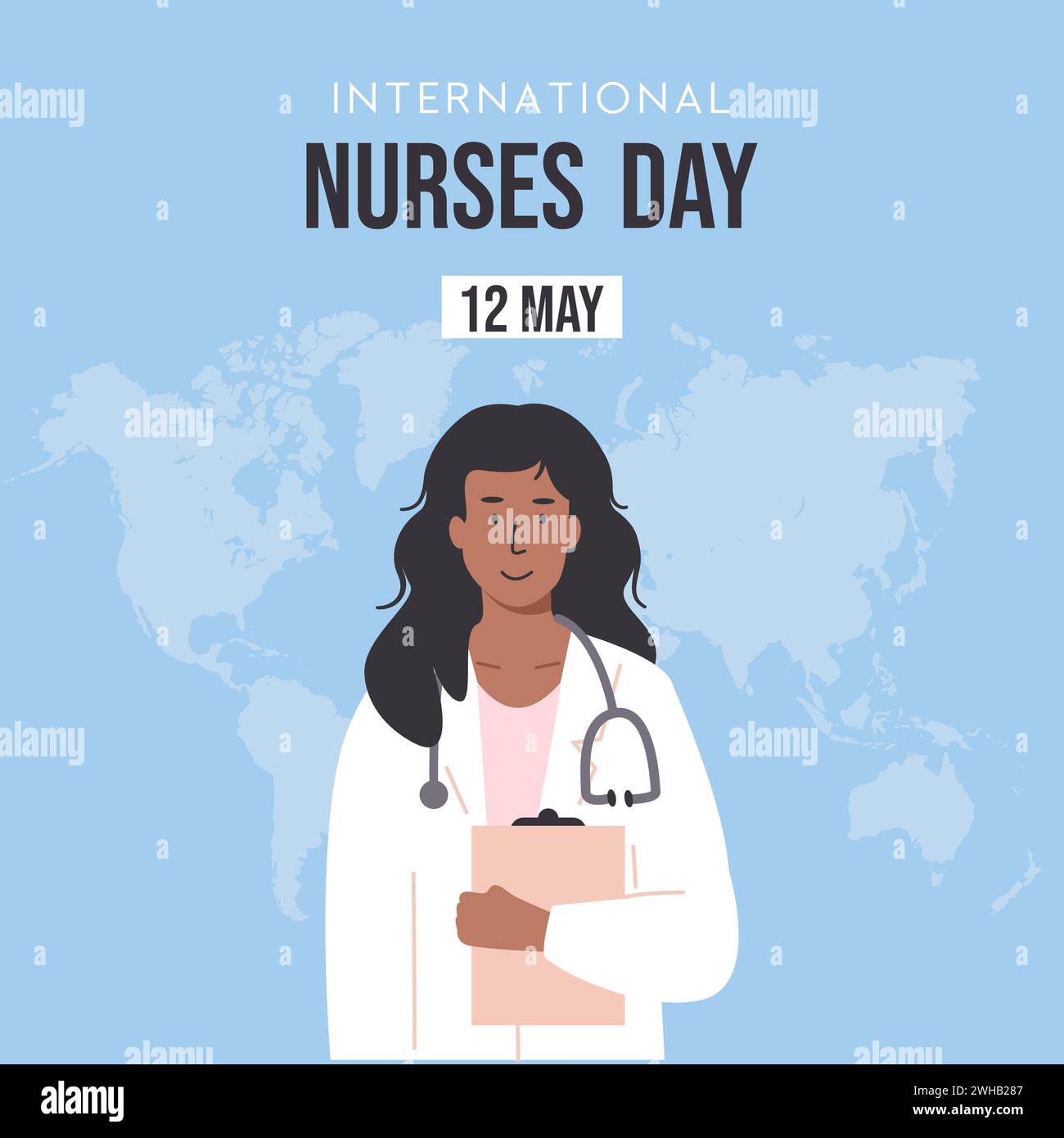 International nurses day square web banner template or greeting card ...