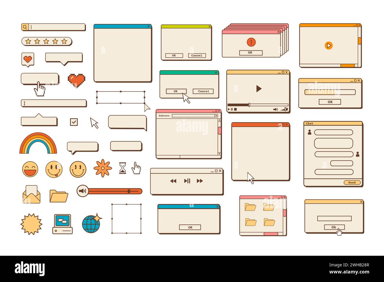 Big set of retro vaporwave desktop browser and dialog window templates ... Big set of retro vaporwave desktop browser and dialog window templates ...