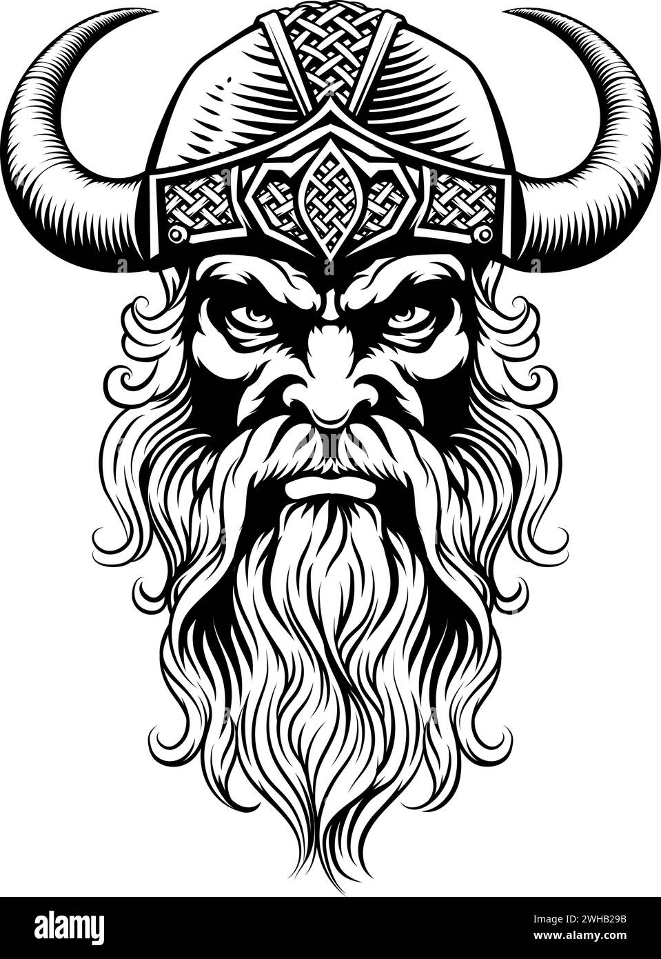 Viking Warrior Man Strong Mascot Face in Helmet Stock Vector Image ...