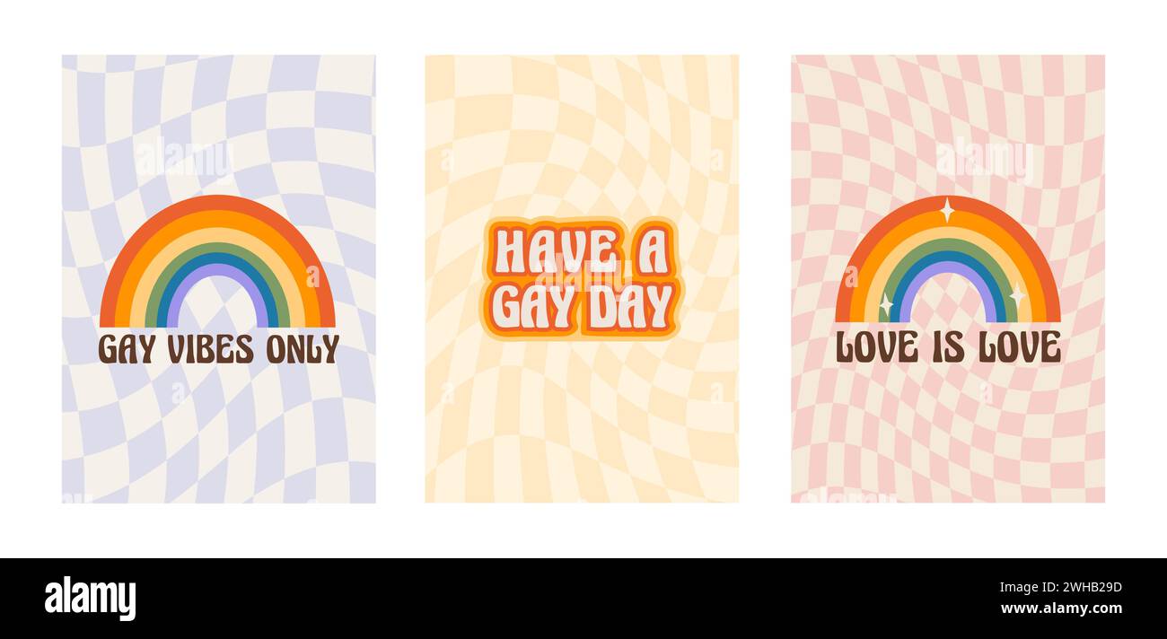 Pride month poster with rainbow and LGBTQ phrases and slogans. Set of ...