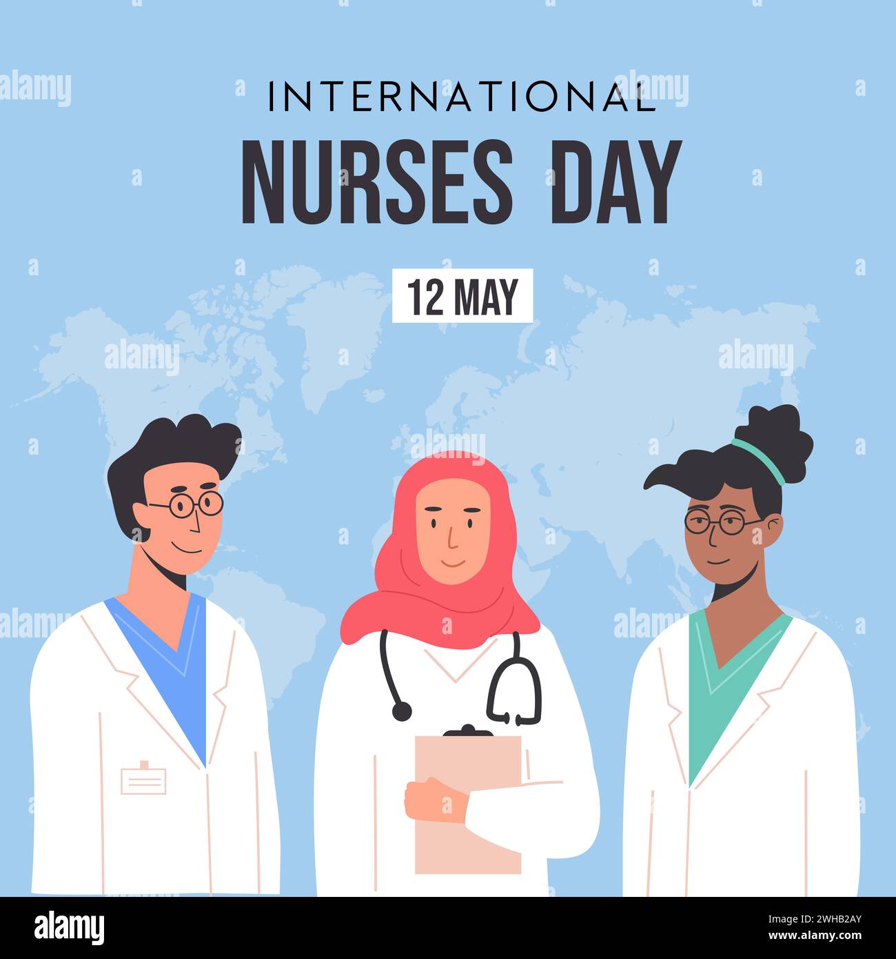 International nurses day square web banner template or greeting card ...