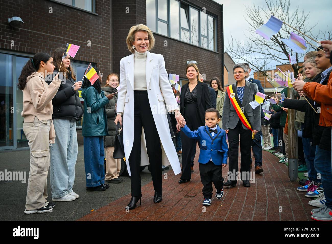 Queen Mathilde of Belgium meets citizens as she arrives for a royal ...