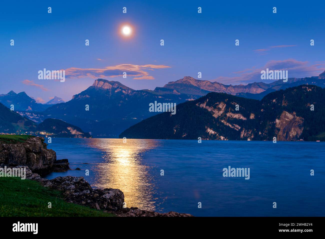Moonlit night in mountains hills hi-res stock photography and images ...
