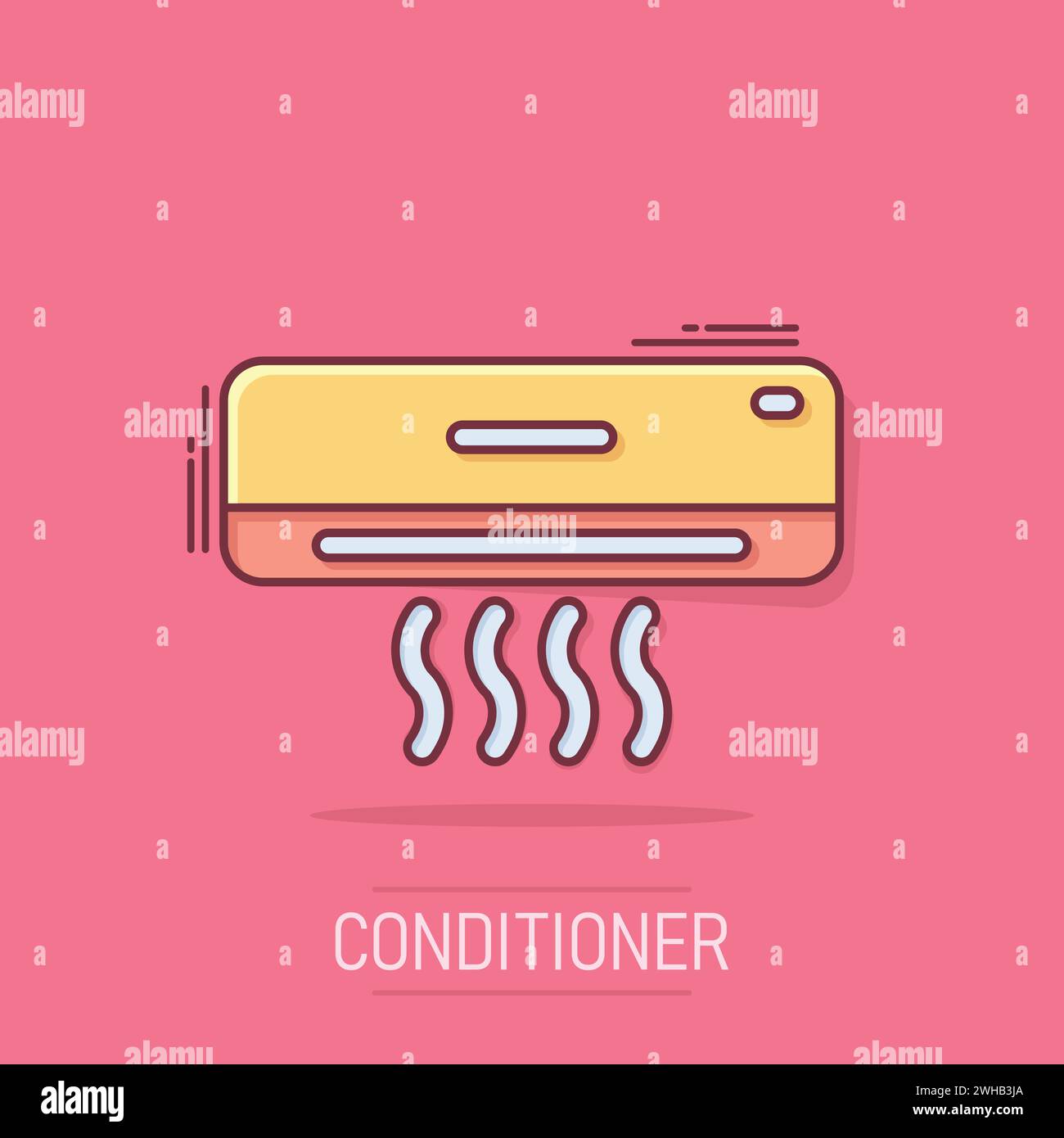 Conditioner icon in comic style. Cooler cartoon vector illustration on ...