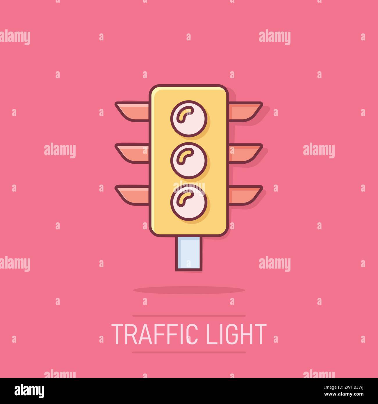 Semaphore icon in comic style. Traffic light cartoon vector ...