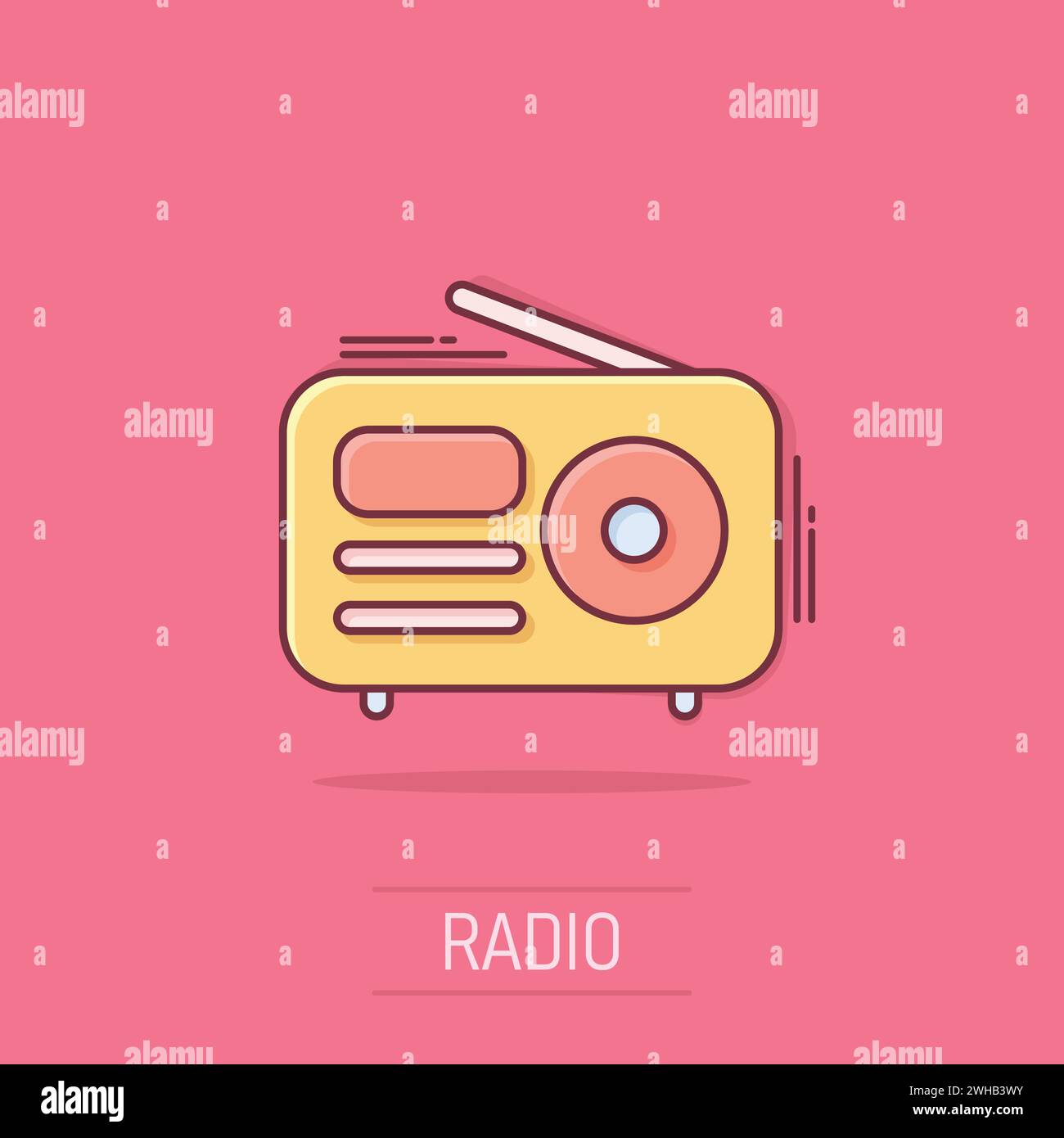 Radio icon in comic style. Fm broadcast cartoon vector illustration on ...