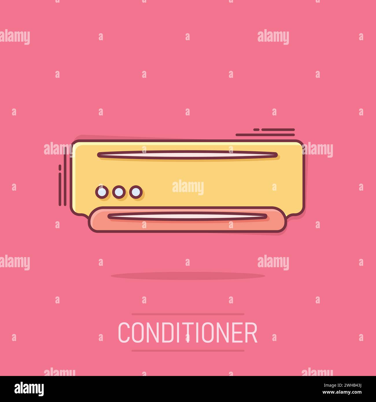 Conditioner icon in comic style. Cooler cartoon vector illustration on ...