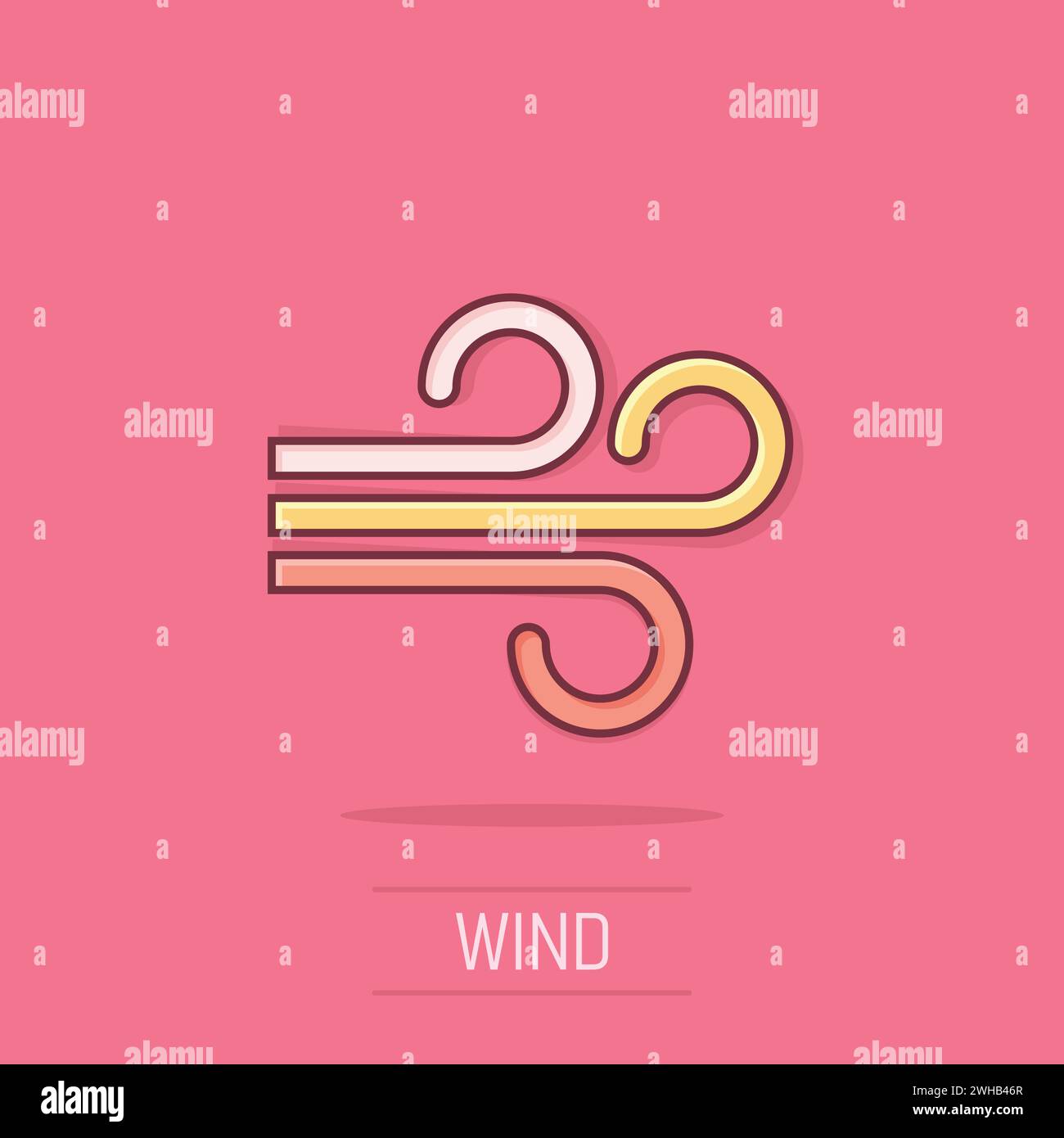 Wind icon in comic style. Air cartoon vector illustration on isolated ...