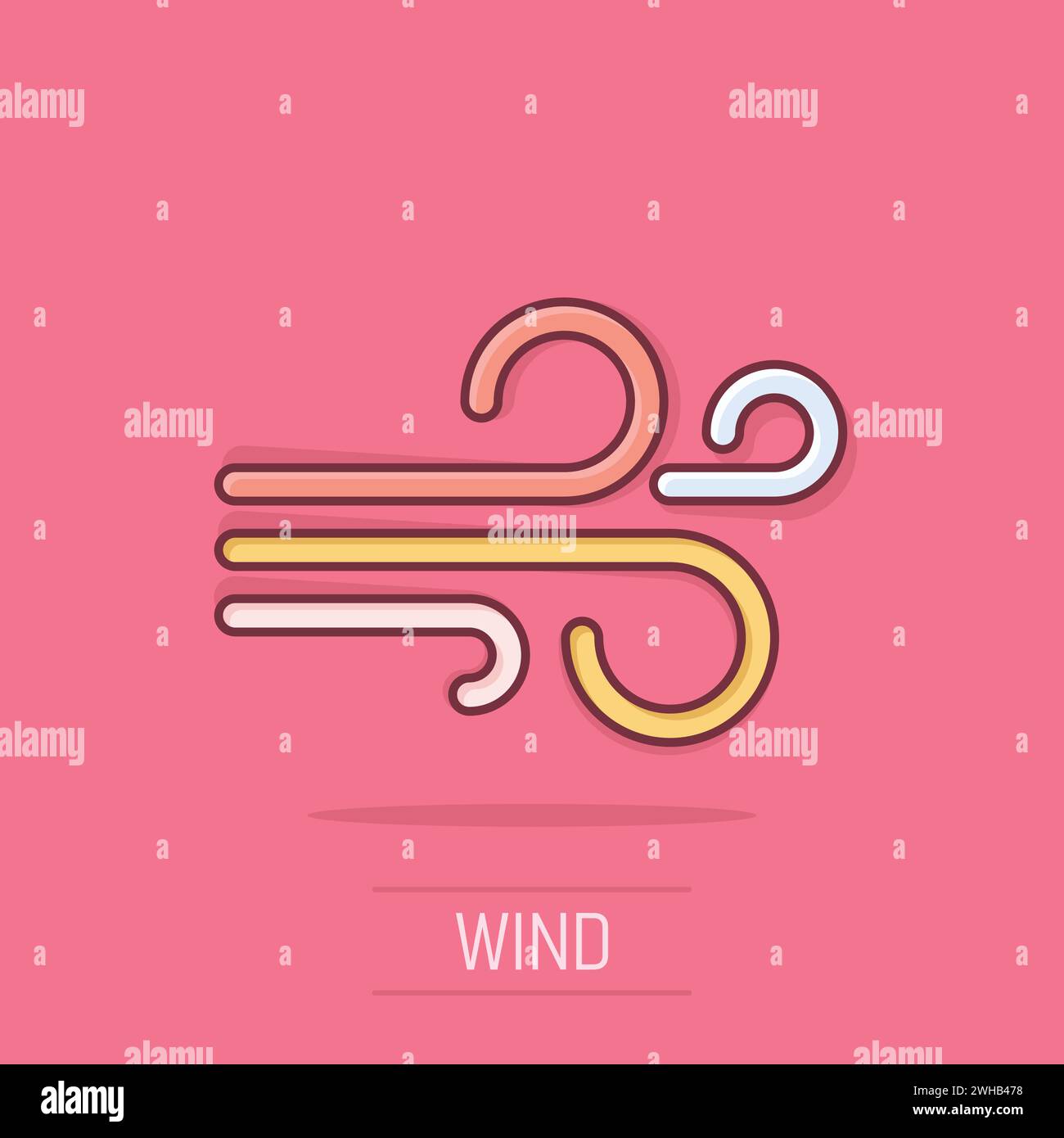 Wind icon in comic style. Air cartoon vector illustration on isolated ...